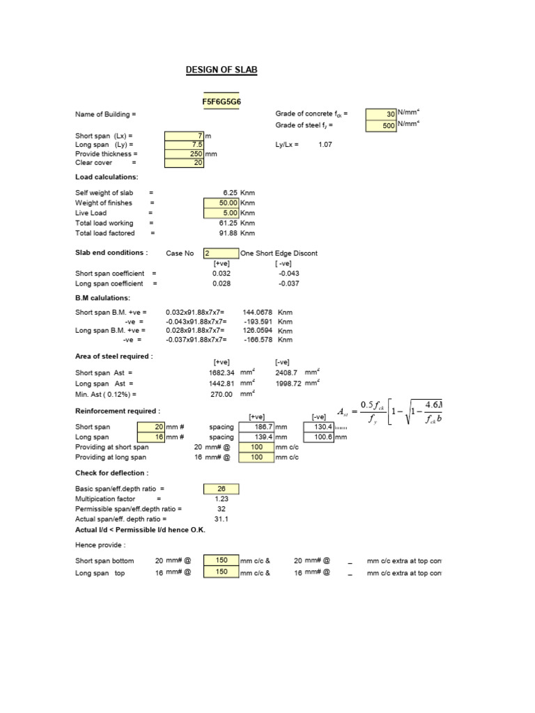 Design of Slab: F5F6G5G6 | PDF | Structural Engineering | Civil Engineering
