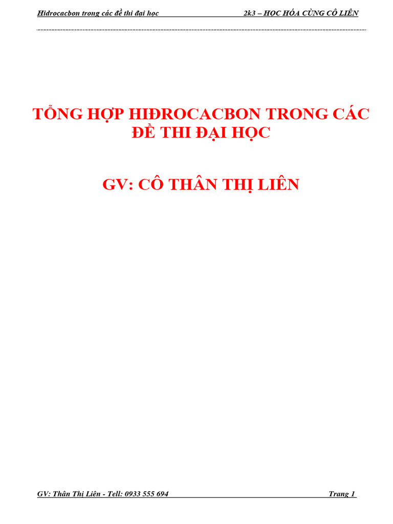 Cac de Luyen Thi Hidrocacbon | PDF