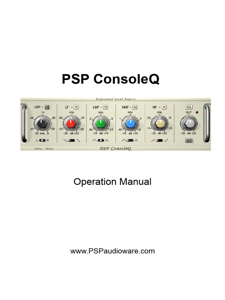 PSP Consoleq: Operation Manual | PDF | Equalization (Audio) | Windows Xp
