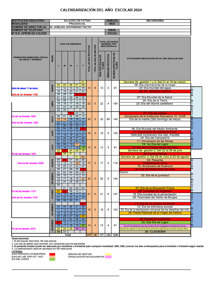 Calendarización 2024 | PDF | Observancias