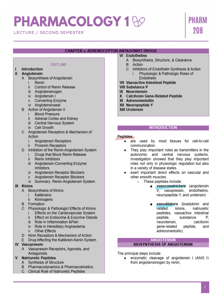 Chapter 17 - Vasoactive Peptides | PDF | Angiotensin