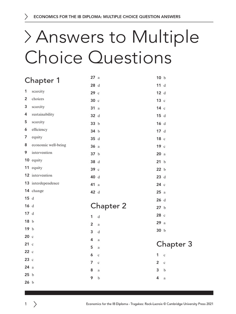 IB Economics MCQ Answer Key | PDF | Economies | Economics