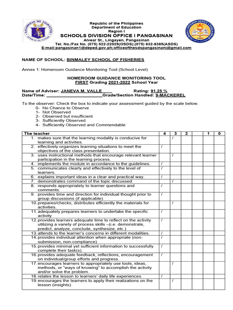 HGP Teacher Rating | PDF | Learning | Human Communication