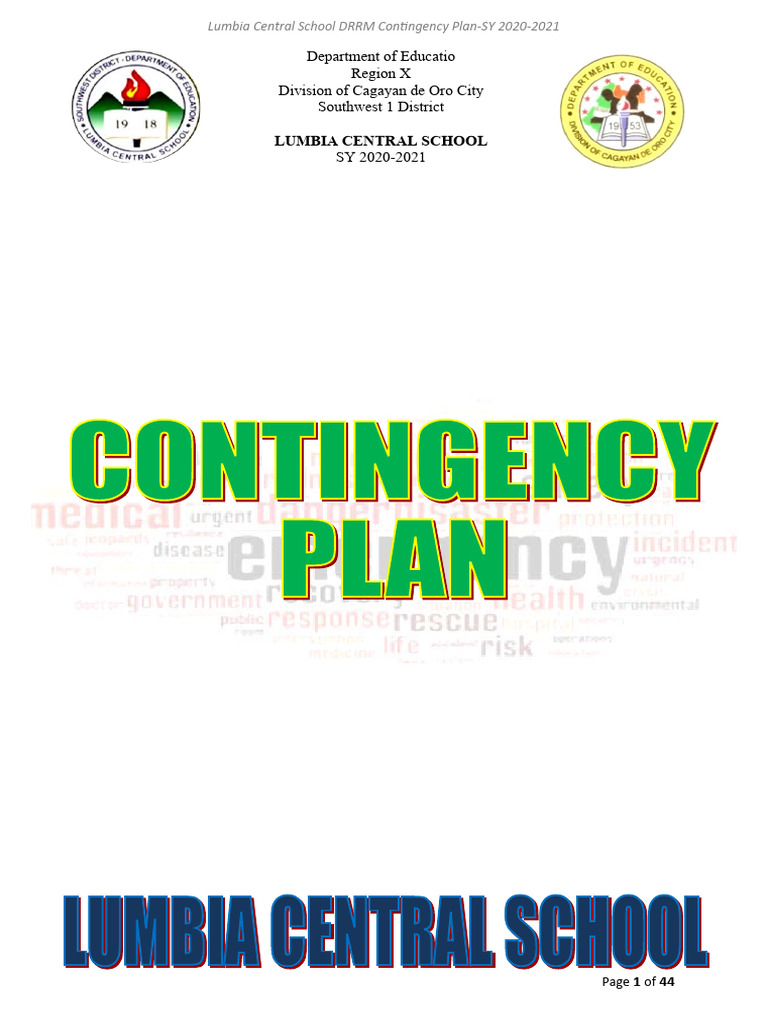 SDRRM Contingency Plan 2020-2021 | PDF | Emergency Management | Disaster Risk Reduction