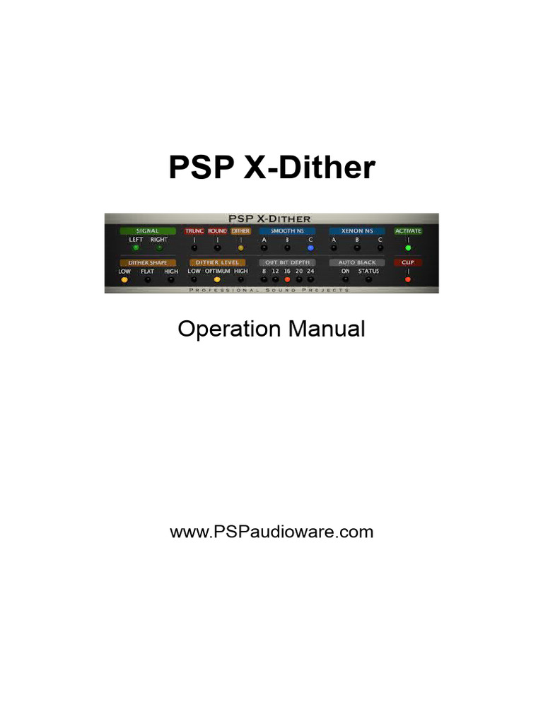 PSP X-Dither: Operation Manual | PDF | Windows Xp | License
