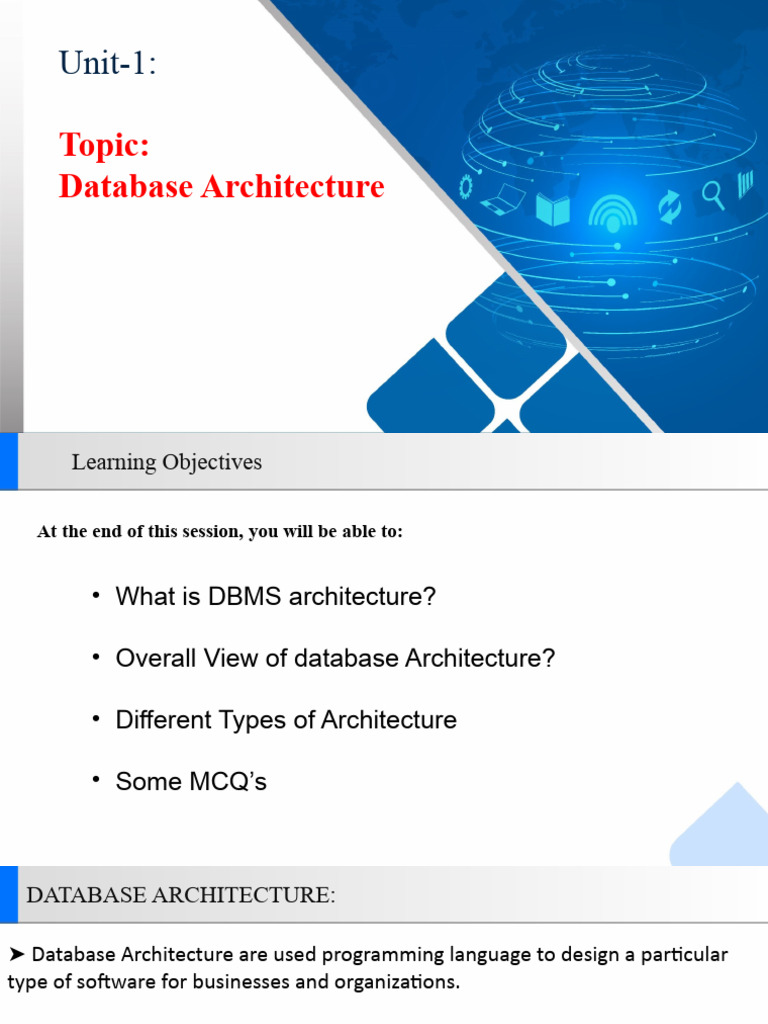 Unit1- database architecture | PDF | Databases | Client–Server Model