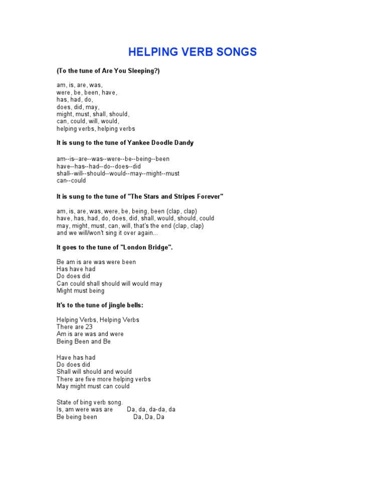Helping Verb Song | PDF