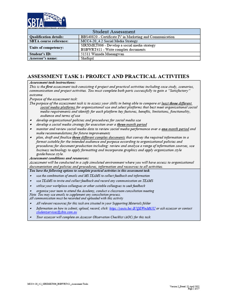 MCC4-20 - 4.2 - Student Assessment Task 1 &REVISED & COMPLETE 2 ...