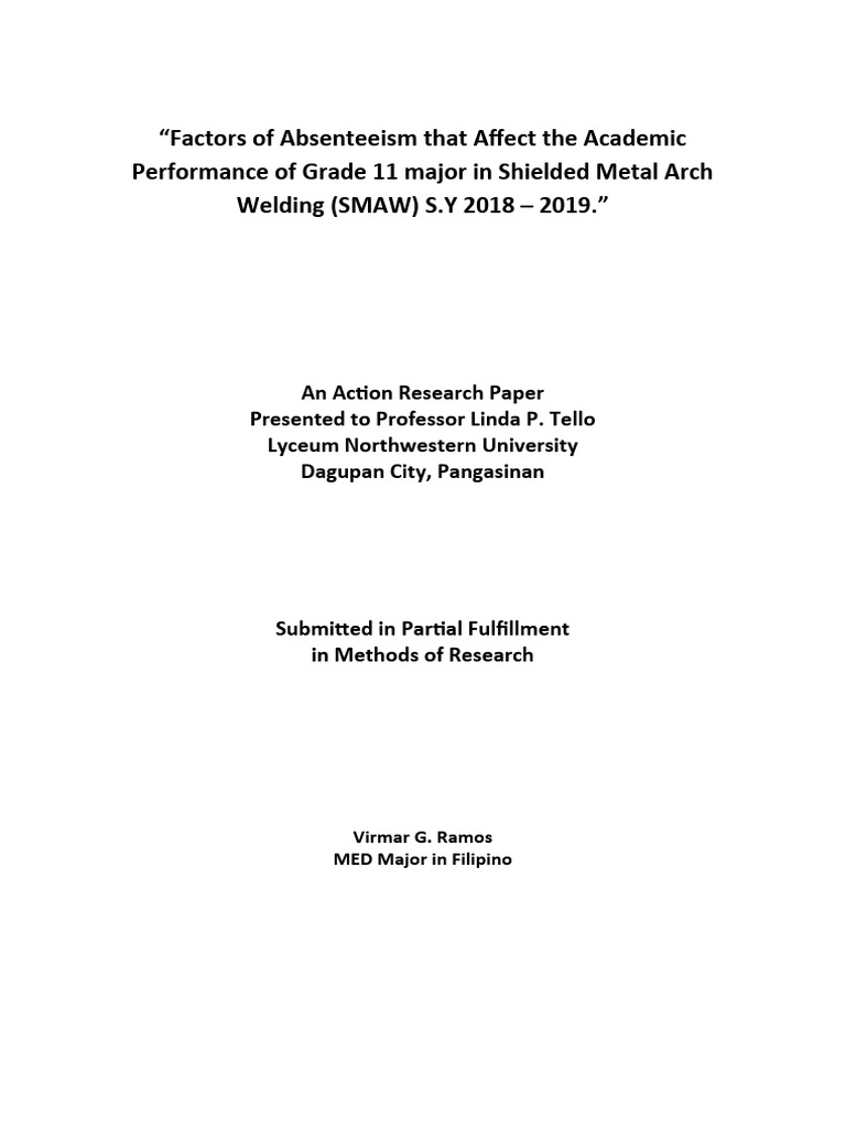 Action Research GRADE 11 SMAW | Download Free PDF | Questionnaire | Data