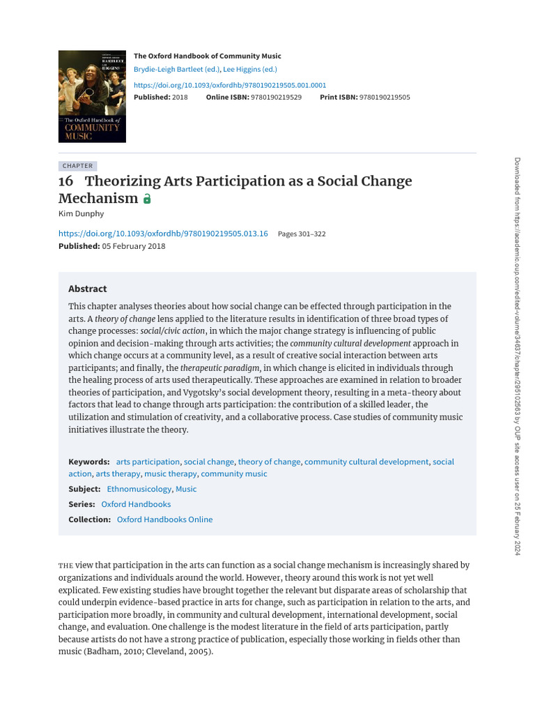 16 Theorizing Arts Participation As A Social Change Mechanism | PDF ...