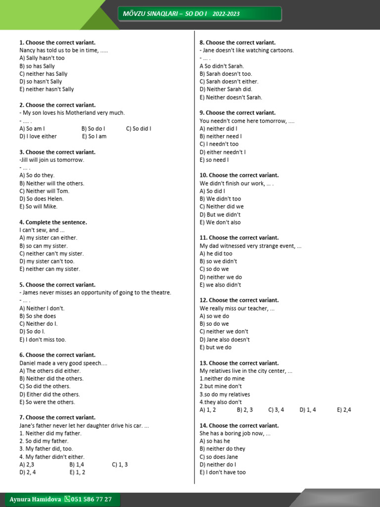 Movzu Sinaqlari So Do I | PDF