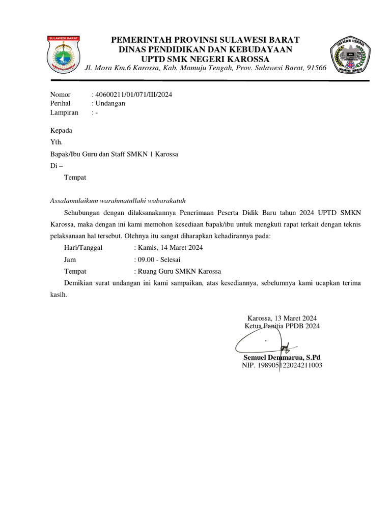 023 Undangan Rapat PPDB | PDF