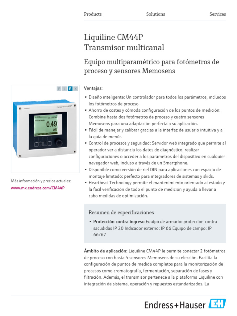 Endress-Hauser Liquiline CM44P ES | PDF | Software de la aplicacion ...