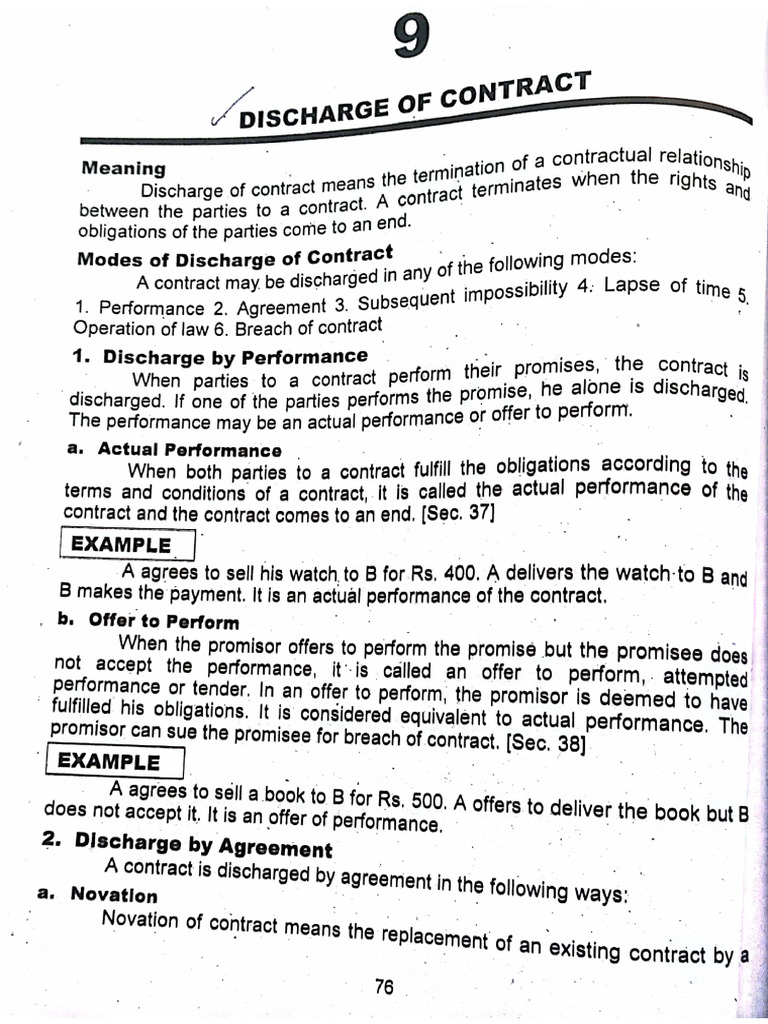 ch#5 Discharge of Contract | PDF