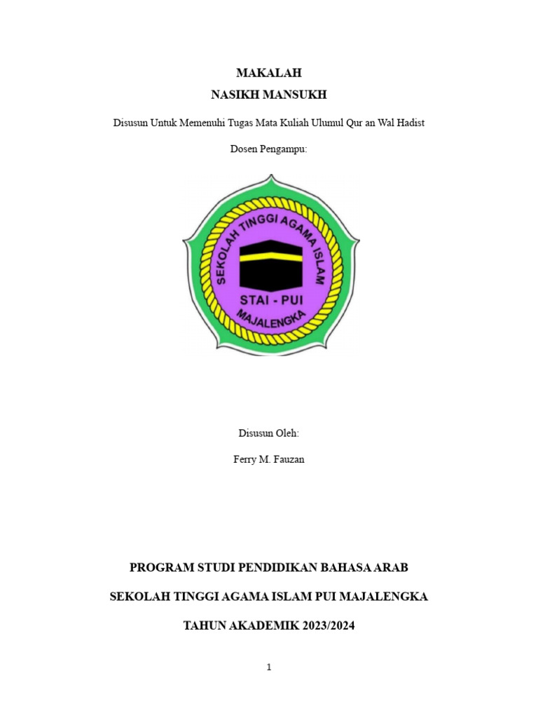 Pemahaman Nasikh Mansukh dalam Islam | PDF