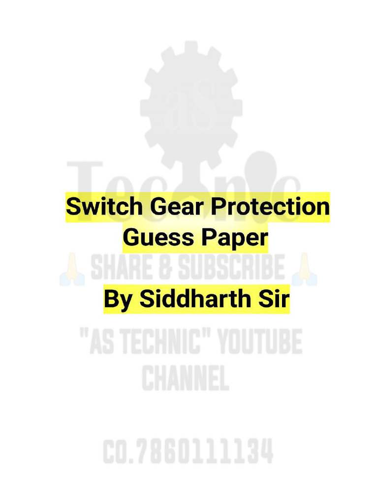 Switch Gear and Protection (1) - Watermarked | PDF