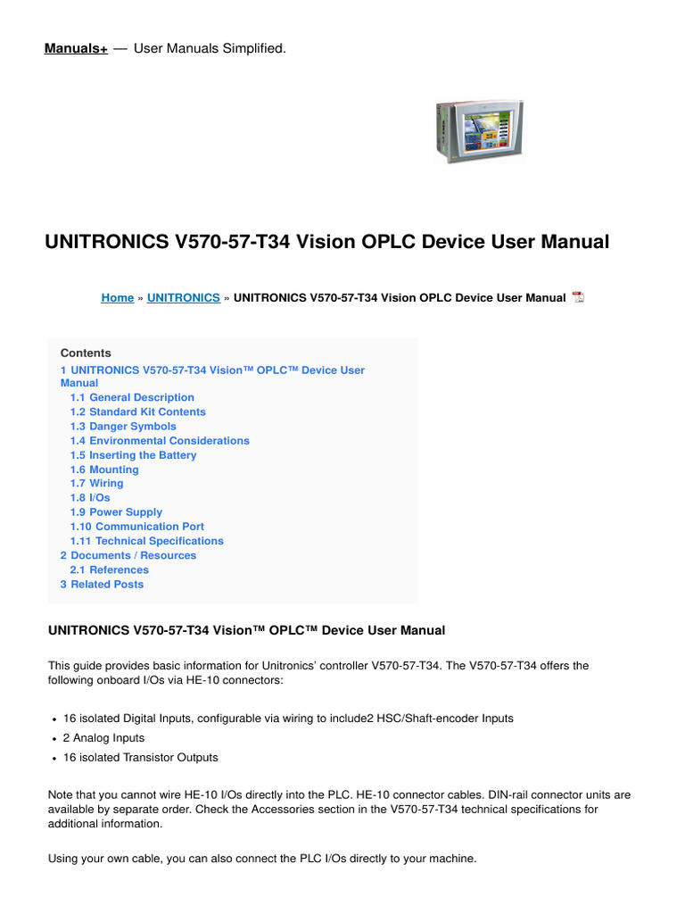 v570 57 t34 Vision Oplc Device Manual | PDF | Programmable Logic ...