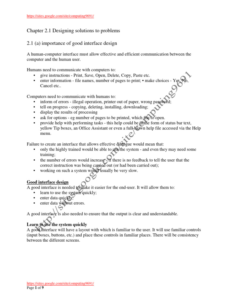 2.1 Good Interface Design | PDF | User Interface | Algorithms