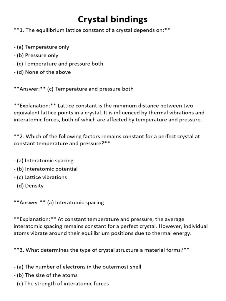 Crystal bindings | PDF | Chemical Bond | Crystal Structure