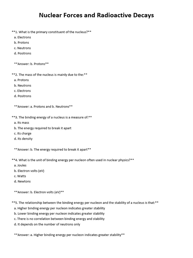 Nuclear Forces and Radioactive Decays | PDF | Neutron | Nuclear Force