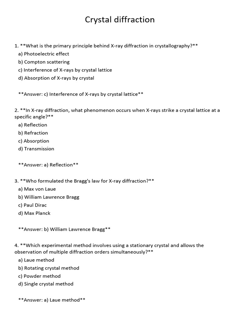 Crystal Diffraction Pdf Crystal Structure X Ray Crystallography
