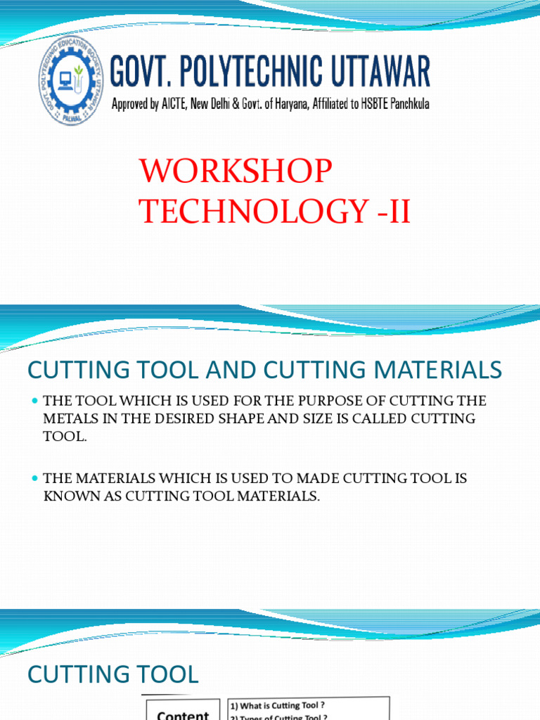 WORKSHOP TECHNOLOGY | PDF