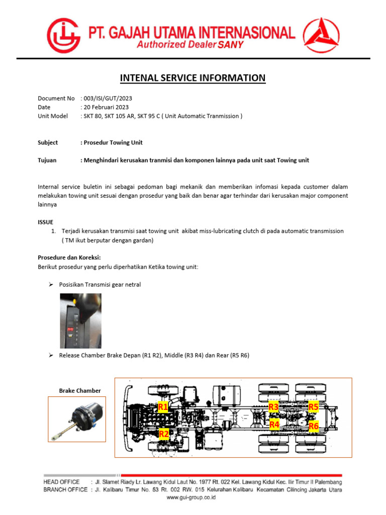 003 ISI - Prosedur Towing Unit - SKT80, SKT105, SRT 95C | PDF | Bisnis