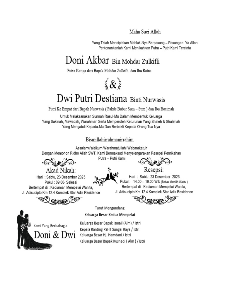 Undangan Pernikahan Doni & Dwi | PDF