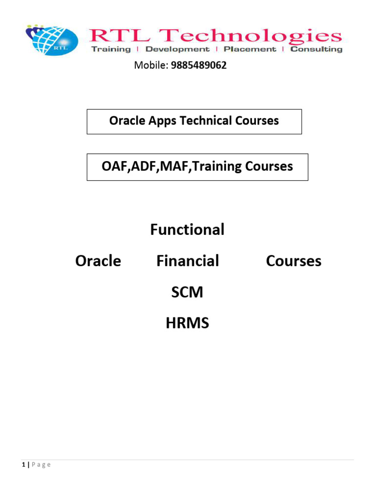 RTL TECHNOLOGIES Oracle R12 Apps Technical | PDF | Table (Database) | Pl/Sql