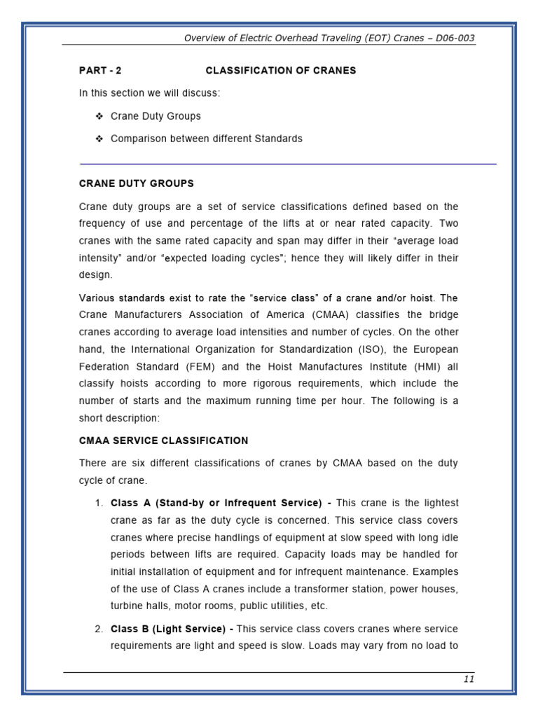 CLASSIFICATION OF CRANES | PDF