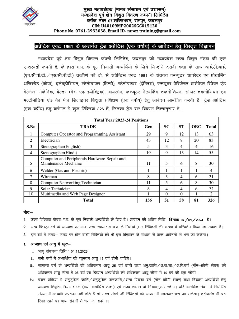 Apprentice Advertisement 2023 24 | PDF