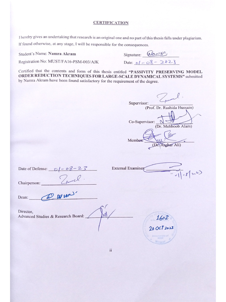 Thesis Certification | PDF