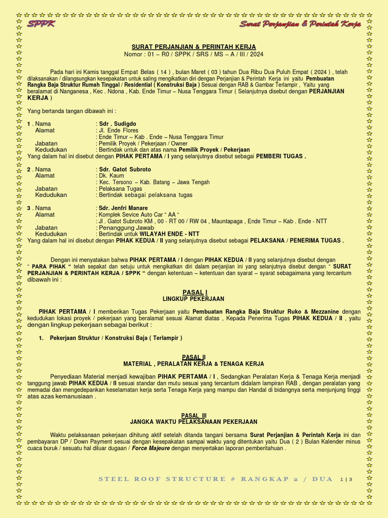 Surat Perjanjian Kerja - SPK-4_2 | PDF