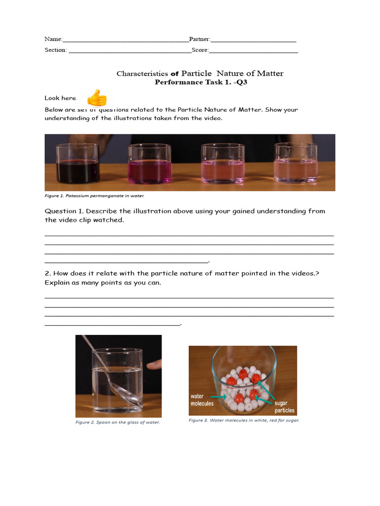 Particle Matter Student Worksheet | PDF | Matter | Water