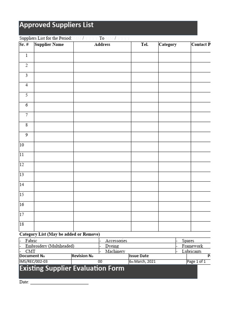 Approved Suppliers List | PDF | Business
