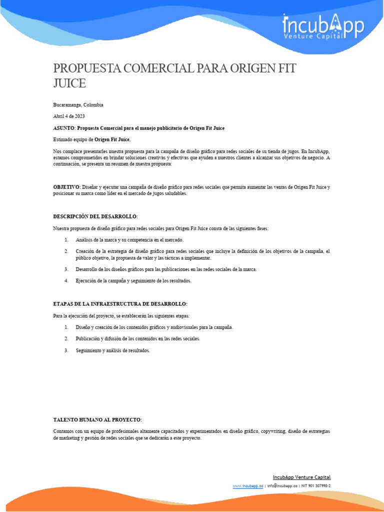 Propuesta comercial Origen Fit - Rev B, con sugerencias | PDF | Diseño | Diseño gráfico