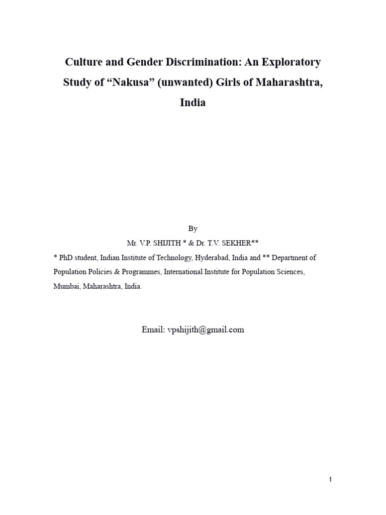 Culture & Gender Discrimination (R.paper) | PDF | Sexism | Marriage