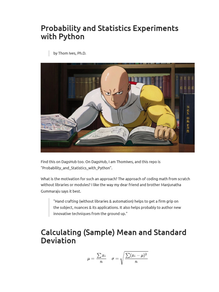 Coding Probability And Statistics With Python From Scratch | PDF | Receiver Operating ...