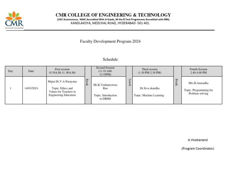 FDP Schedule 14 3 2024 | PDF