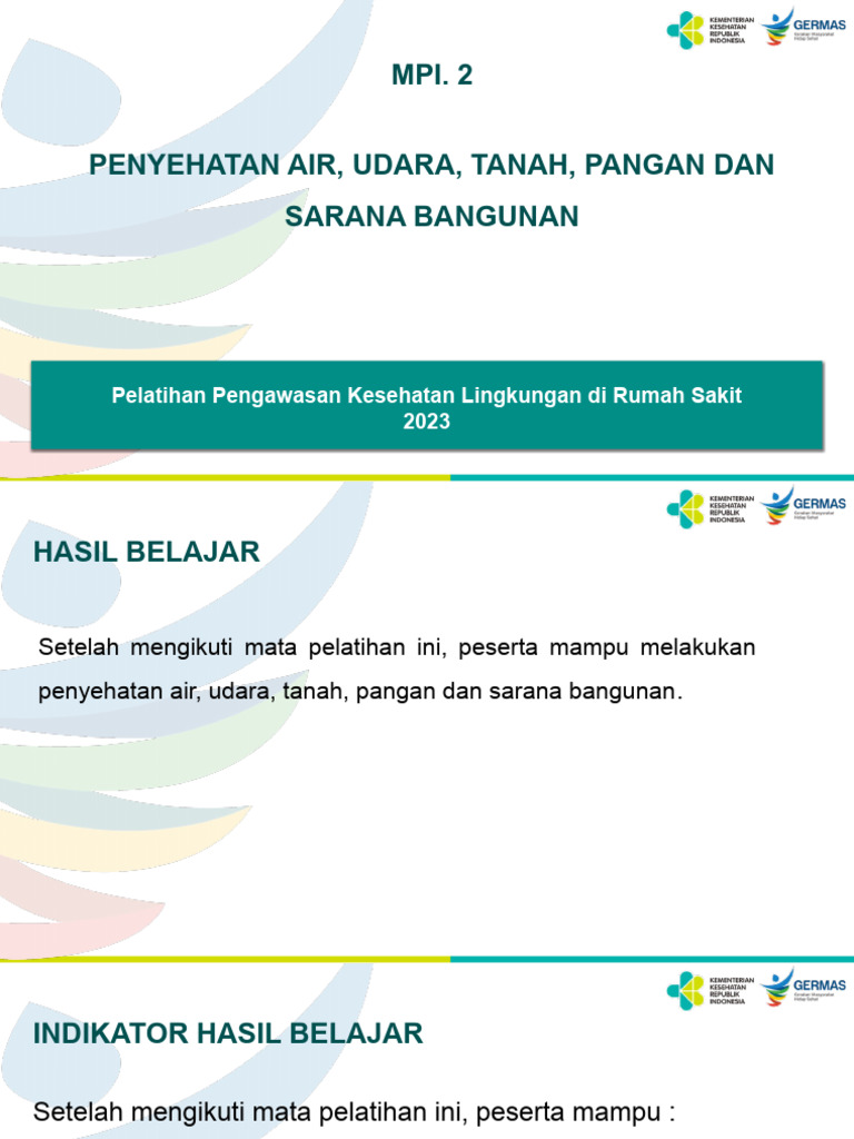 PPT MPI 2. Penyehatan Air, Udara, dll | PDF