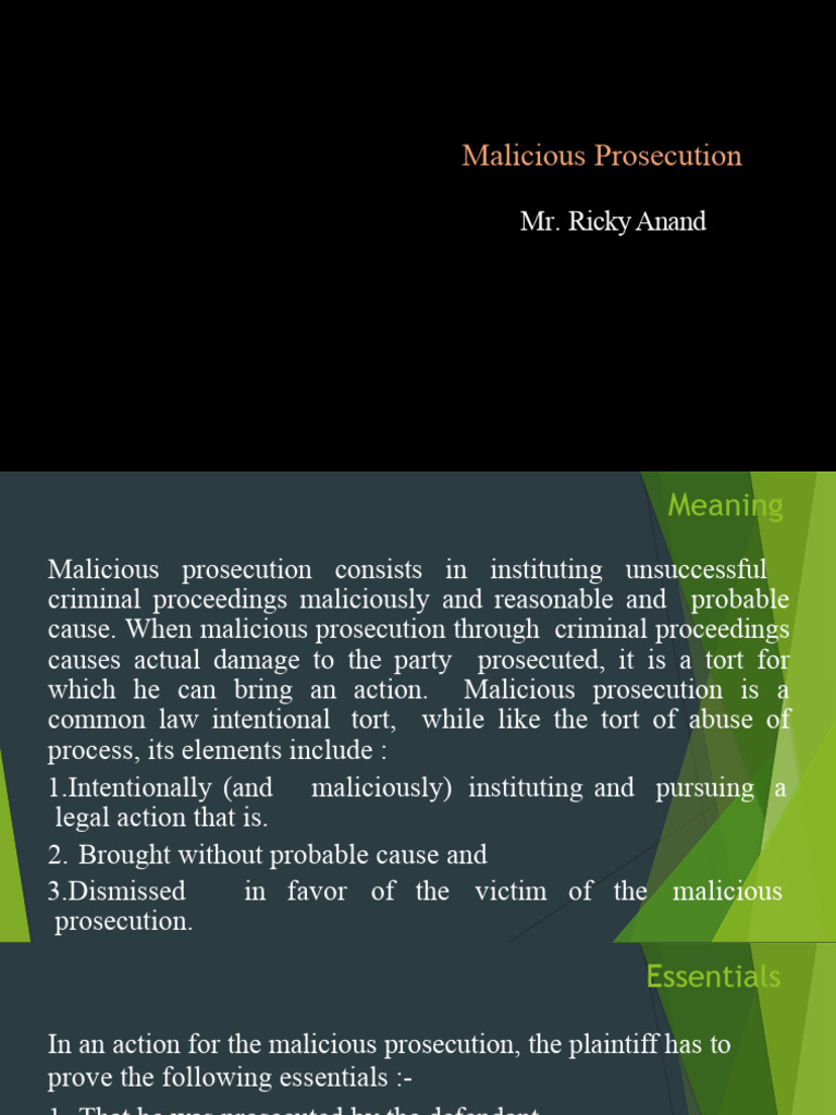Understanding Malicious Prosecution | PDF | Malicious Prosecution ...