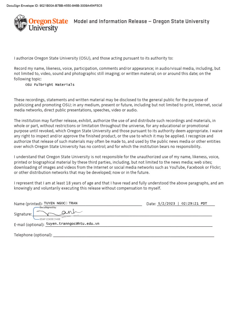 OSU Media Release Authorization Form | PDF | Internet | World Wide Web