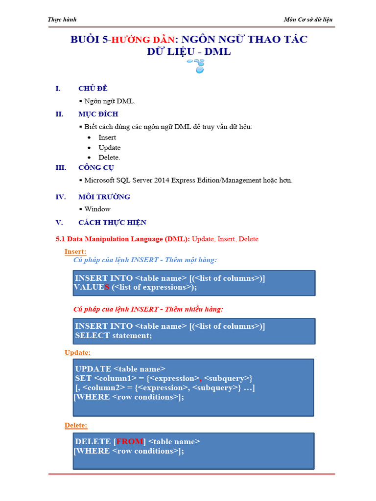 Buoi5 - Huong Dan Thuc Hanh CSDL | PDF