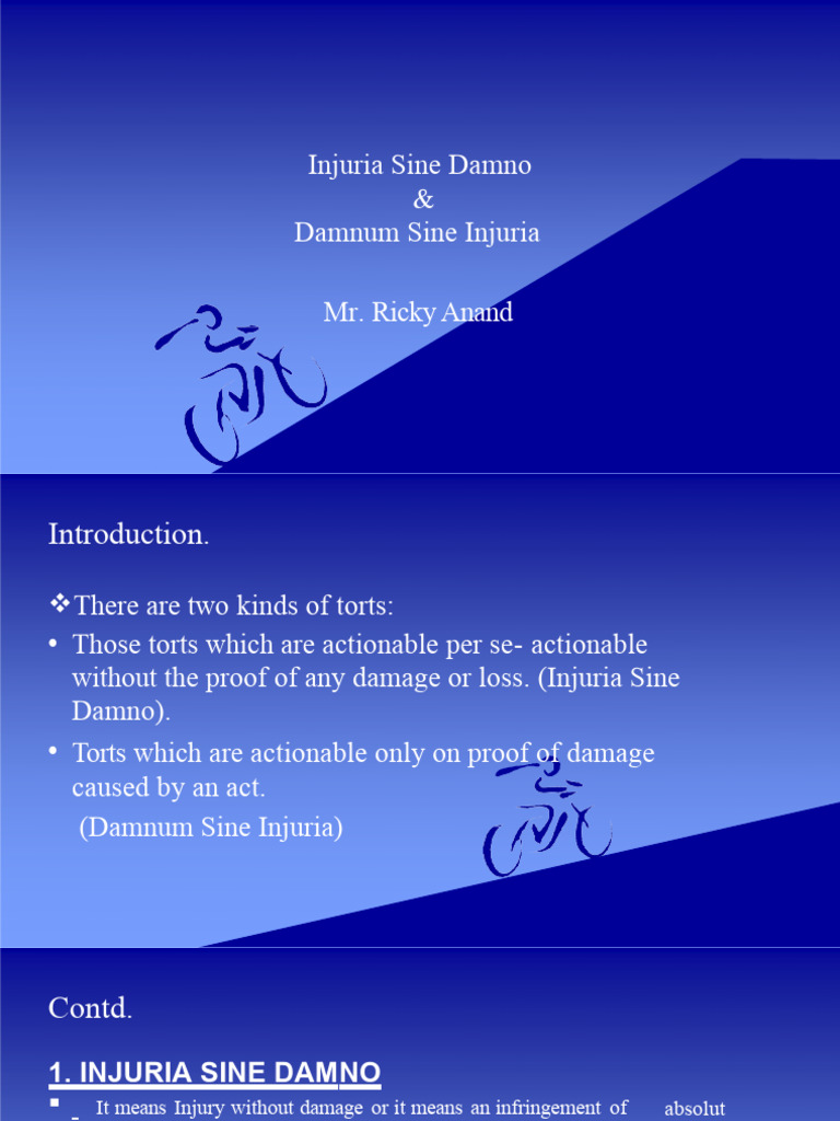 Injuria Sine Damnum or Damnum Sine Injuria | PDF | Tort | Damages