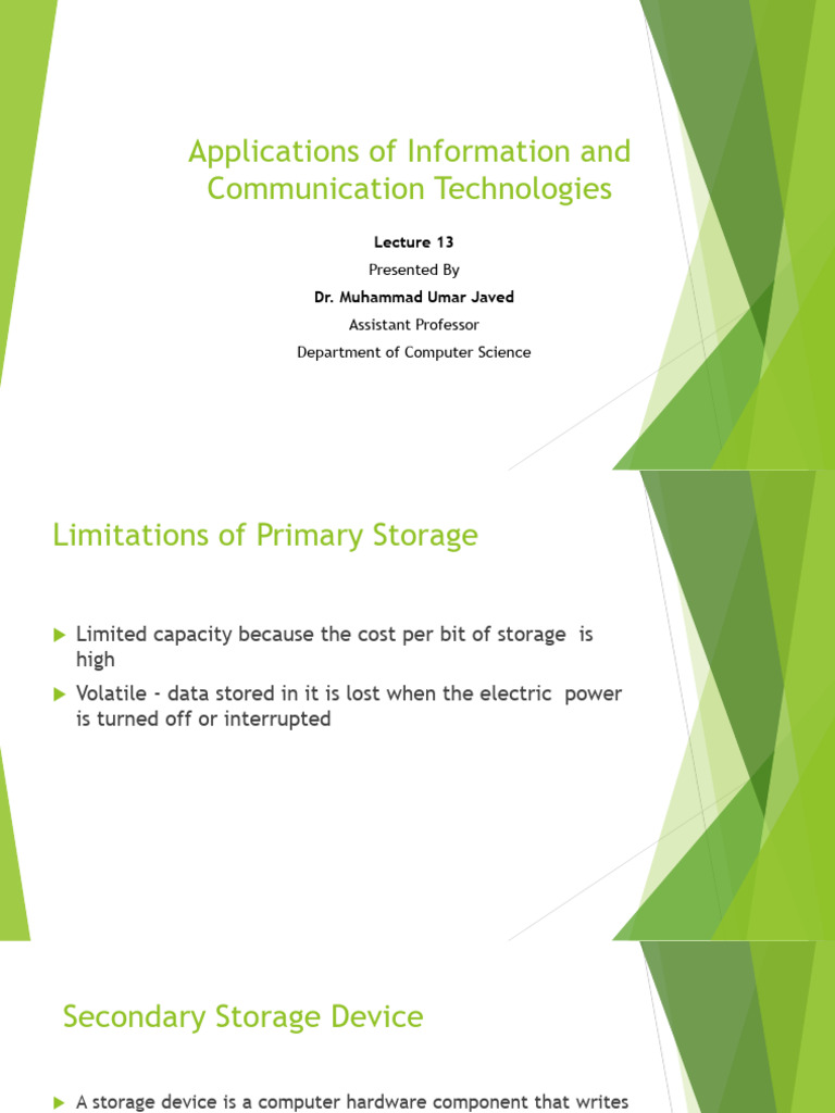 ICT Lecture 13 | PDF | Computer Data Storage | Equipment ICT Lecture 13 | PDF | Computer Data Storage | Equipment