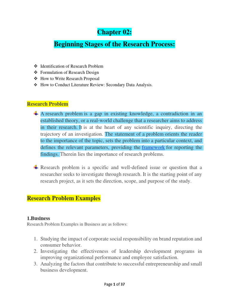 2nd Chapter (Begininhg Stages of Research) | PDF | Experiment | Methodology