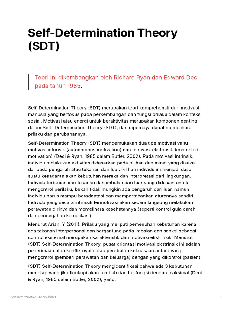 Self-Determination Theory (SDT) | PDF