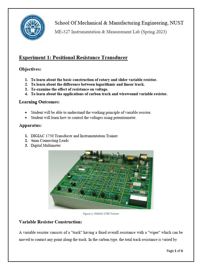 DIGIAC 1750 Transducer Lab Guide | PDF