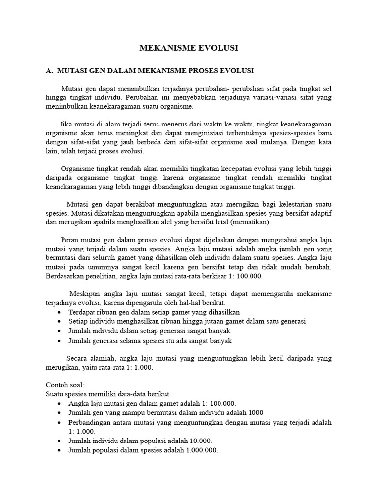 Mekanisme Evolusi B Presentasi | PDF