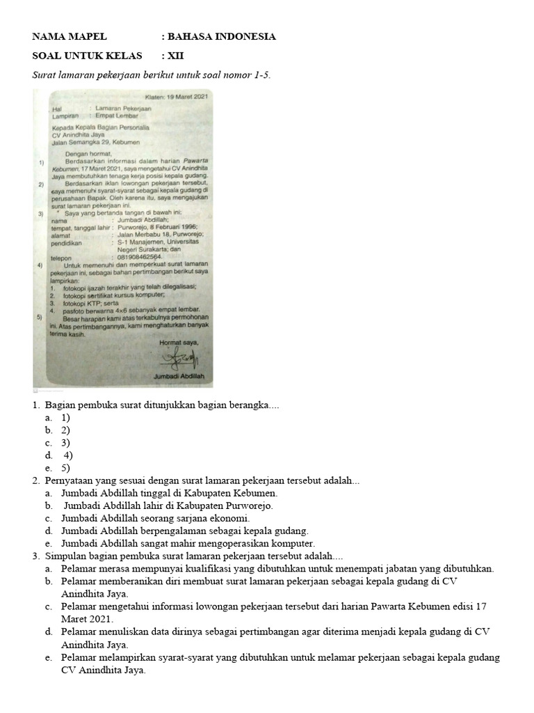 Soal Bindo Xii Pas Ganjil 2022 | PDF